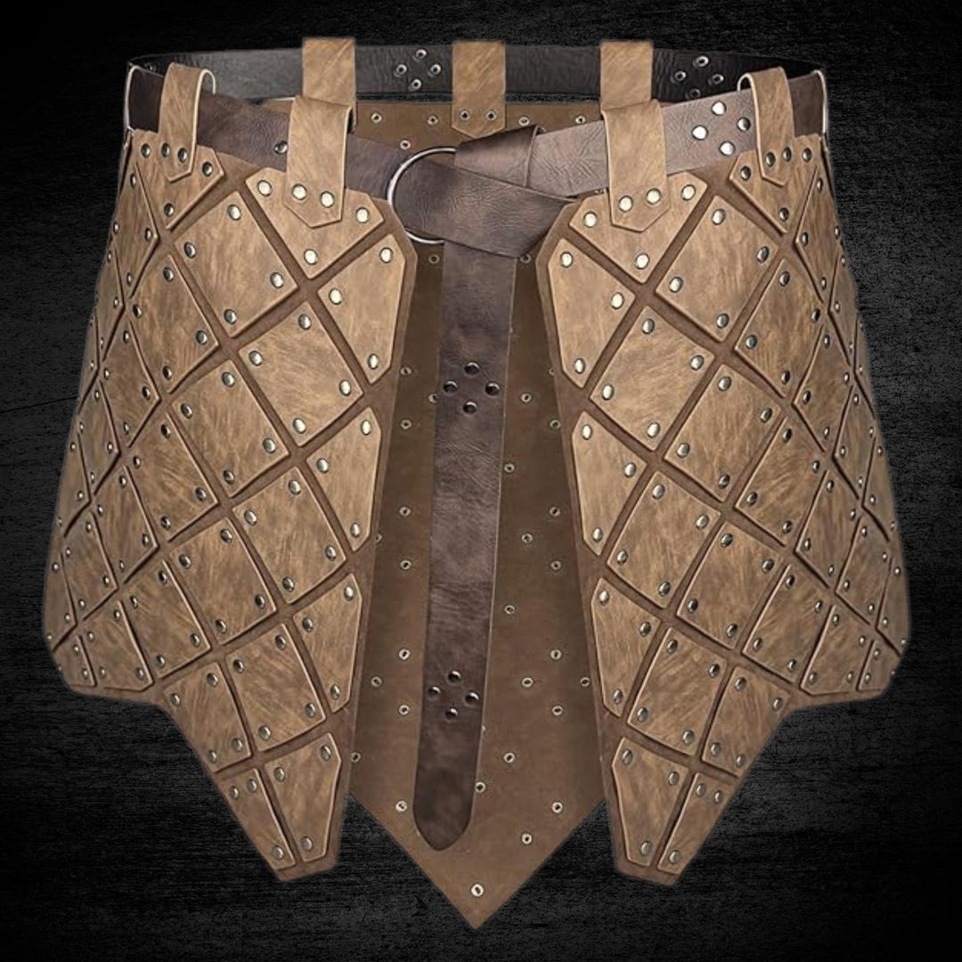 3pcs Brown Waist Armor With Belt, Cosplay Thigh Armor, Knights Skirt ...