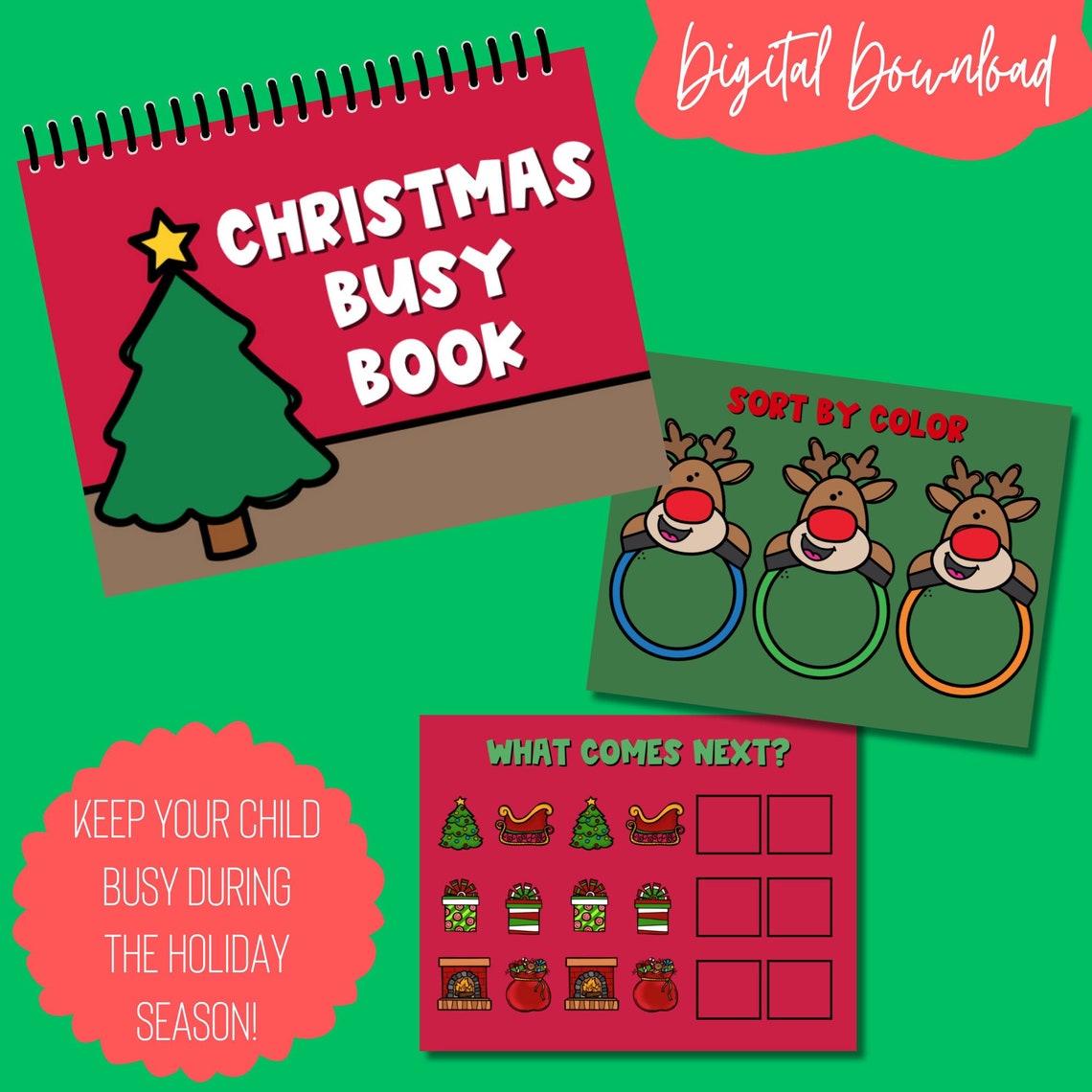 Christmas Busy Book, Christmas Activities, Christmas Printable, Toddler ...