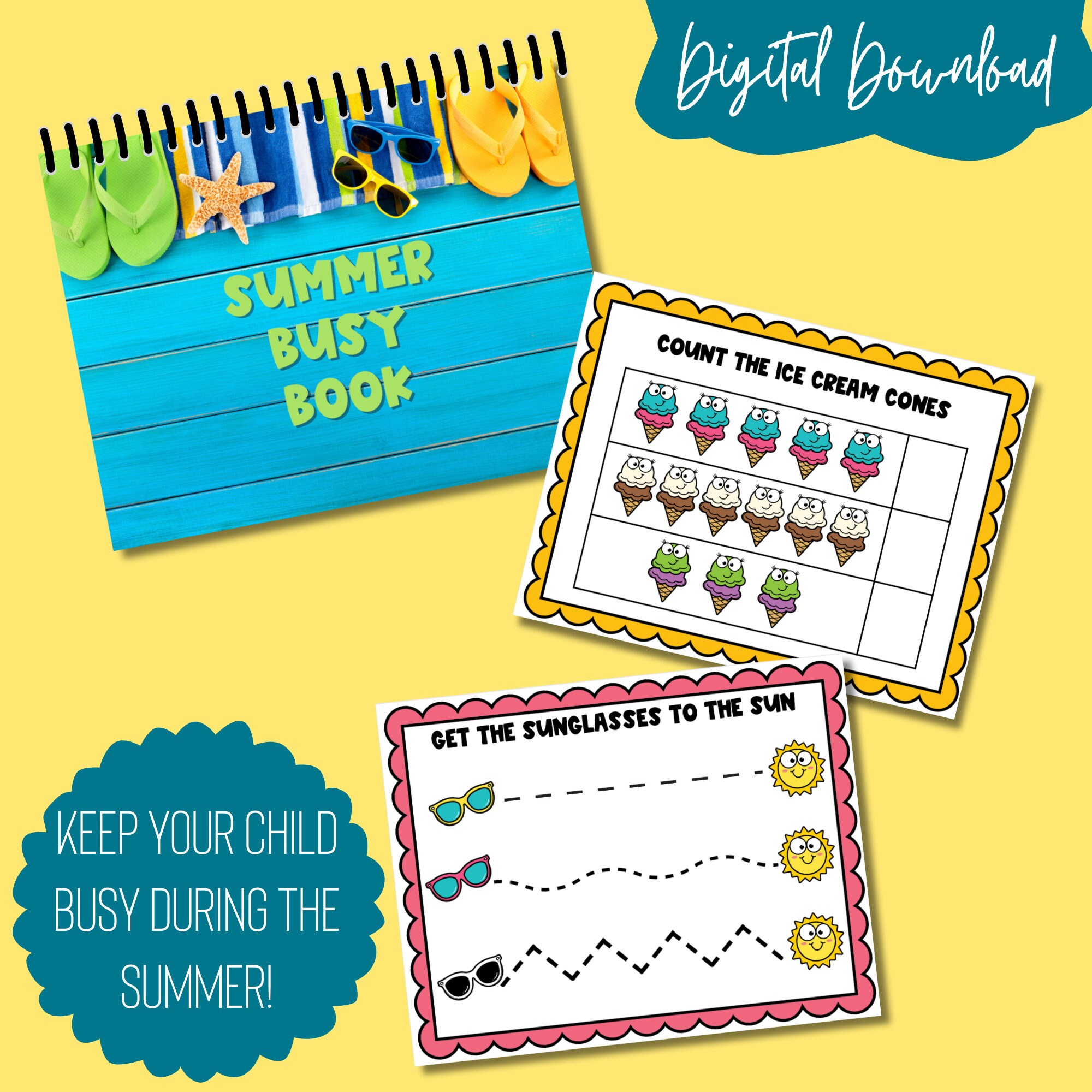 Summer Kid Activity Book, Toddler Activity Book, Activity Book for ...