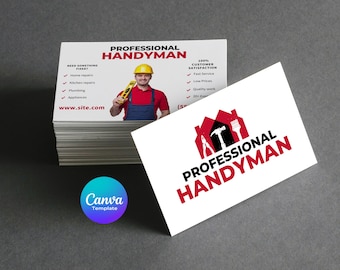 Handyman Business Card Editable Canva Template Design Handyman Business ...