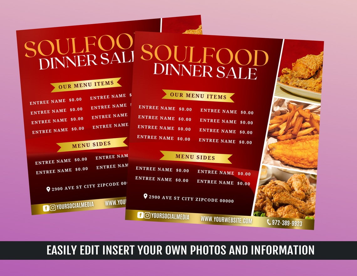 Soul Food Dinner Sale Flyer Template - Etsy
