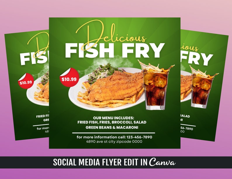 Fish Fry Flyer Template - Etsy