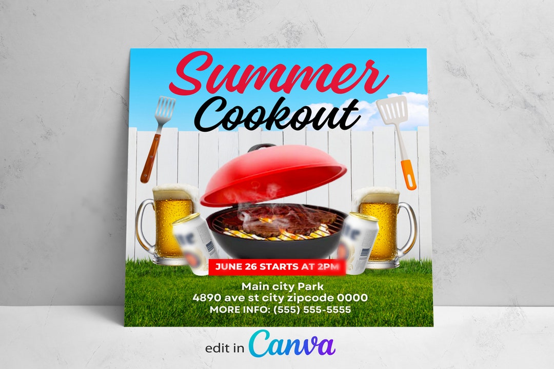 Summer Cookout Flyer Template, Cookout Flyer - Etsy