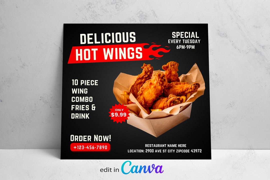 Hot Wings Flyer, Hot Wings Special Flyer, Hot Wings Promotion Flyer - Etsy