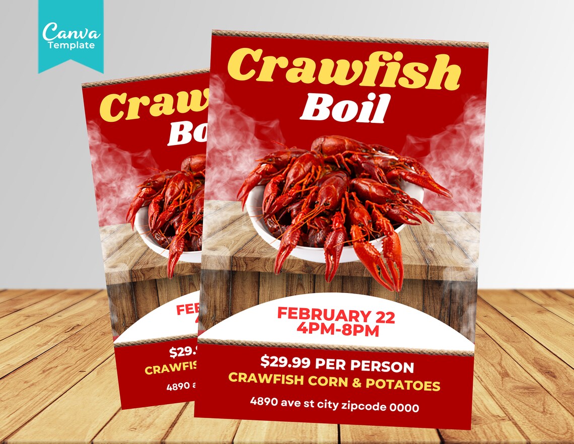 Crawfish Boil Flyer Template - Etsy