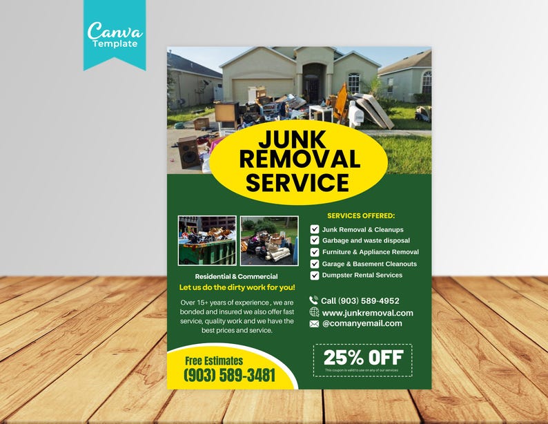 Junk Removal Flyer, Junk Removal Business Flyer Template - Etsy
