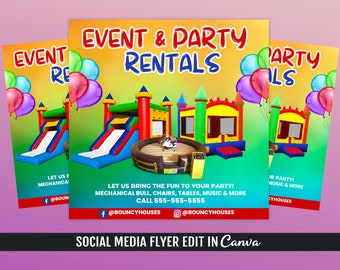 Bounce House Rentals Flyer Template - Etsy