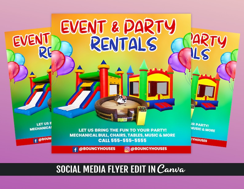 Bounce House Rentals Flyer Template - Etsy