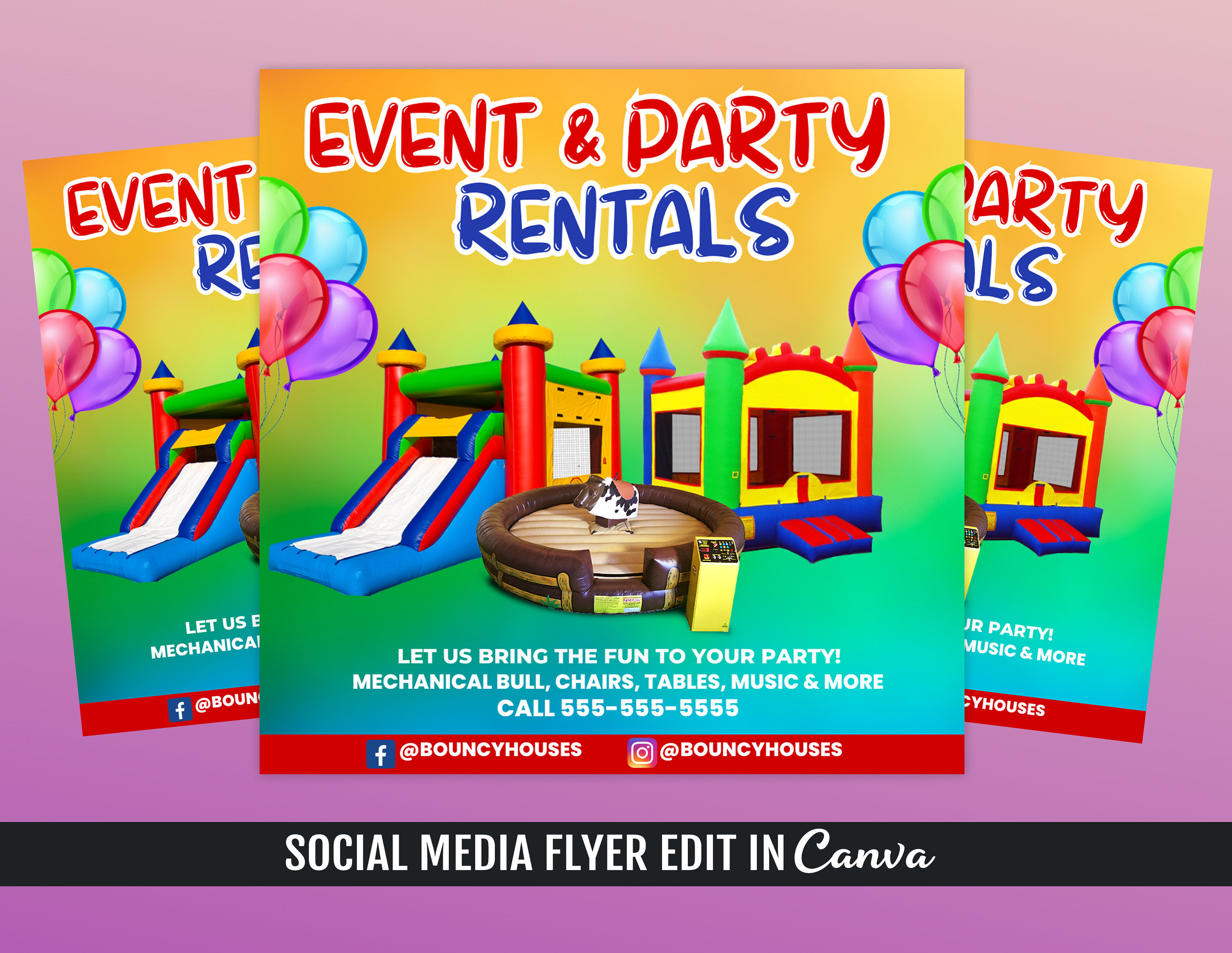 Bounce House Rentals Flyer Template - Etsy