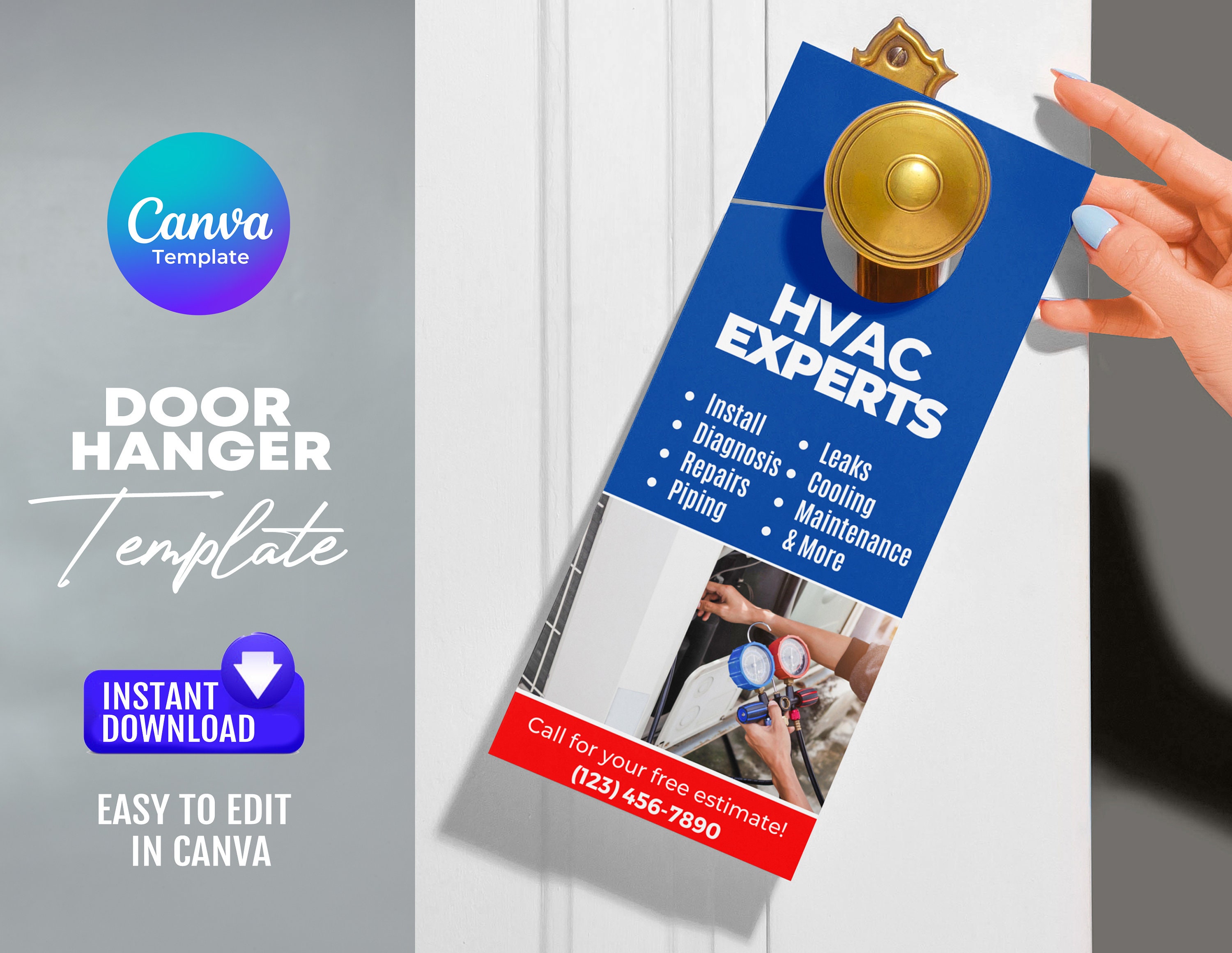 AC Services Door Hanger Template, Air Conditioning Services Door Hanger ...