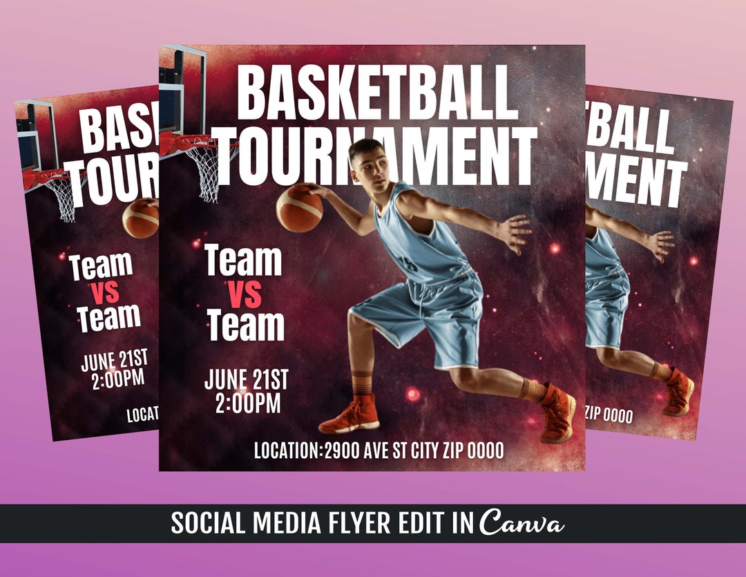 Basketball Game Invitation Flyer Template, Basketball Tournament Flyer ...