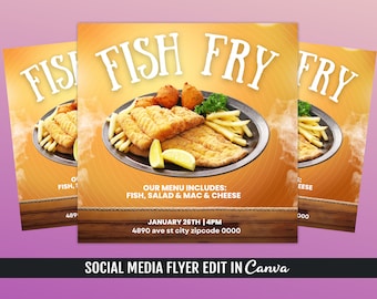 Fish Fry Flyer Editable Template Fish Fundraising Flyer - Etsy