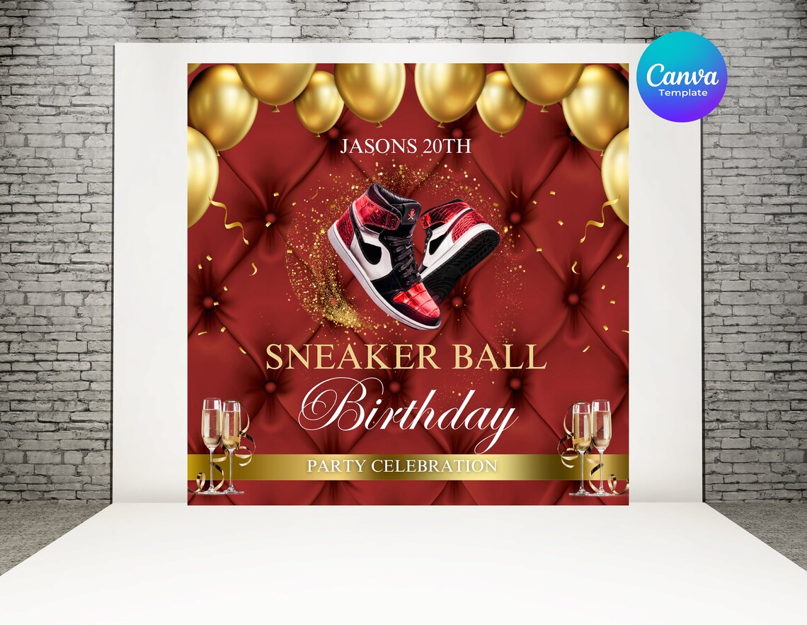 Sneaker Ball Back Drop Template, Sneaker Ball Birthday Back Drop ...
