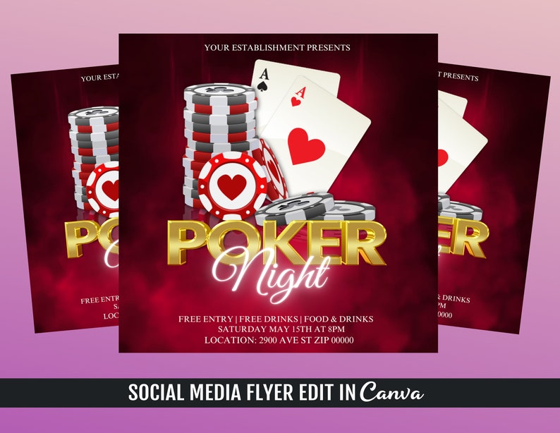 Poker Night Flyer Template - Etsy