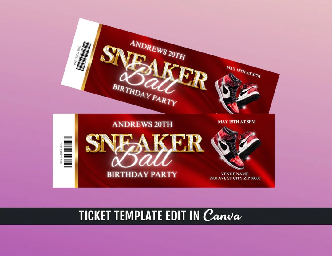 Sneaker Ball Ticket Template - Etsy