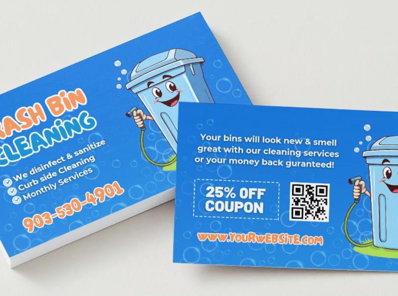 Trash Bin Cleaning Business Card Template - Etsy