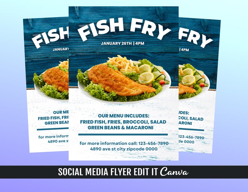 Fish Fry Flyer Template - Etsy