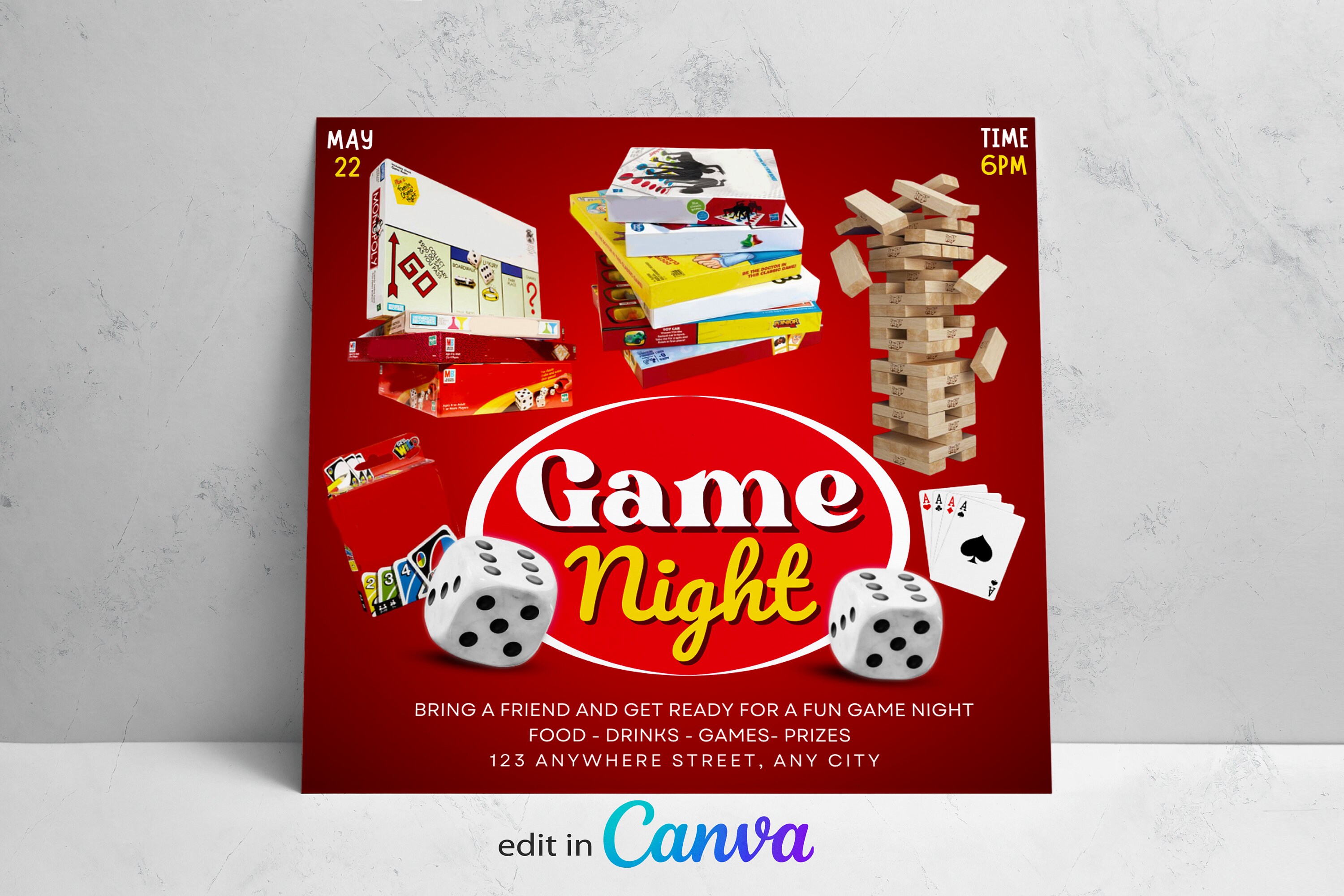 Game Night Flyer, Family Game Night Flyer Template - Etsy