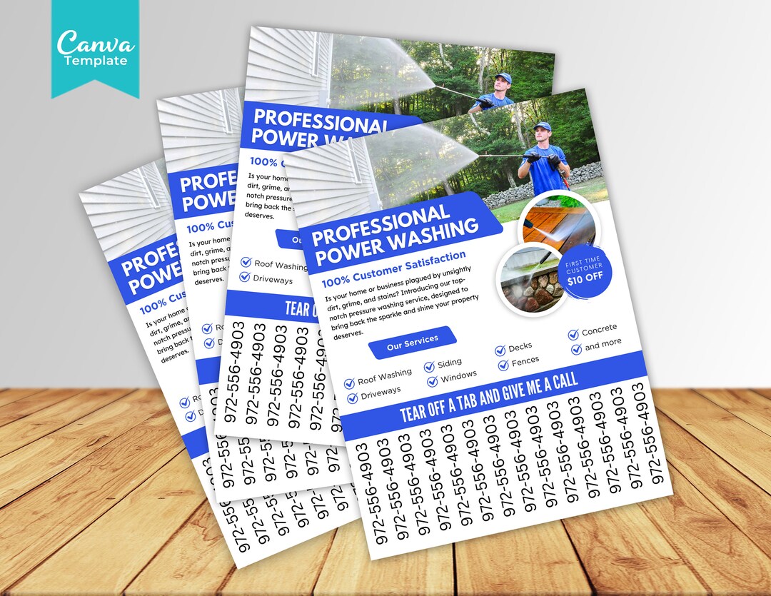 Power Washing Flyer Tear off a Tab Template - Etsy