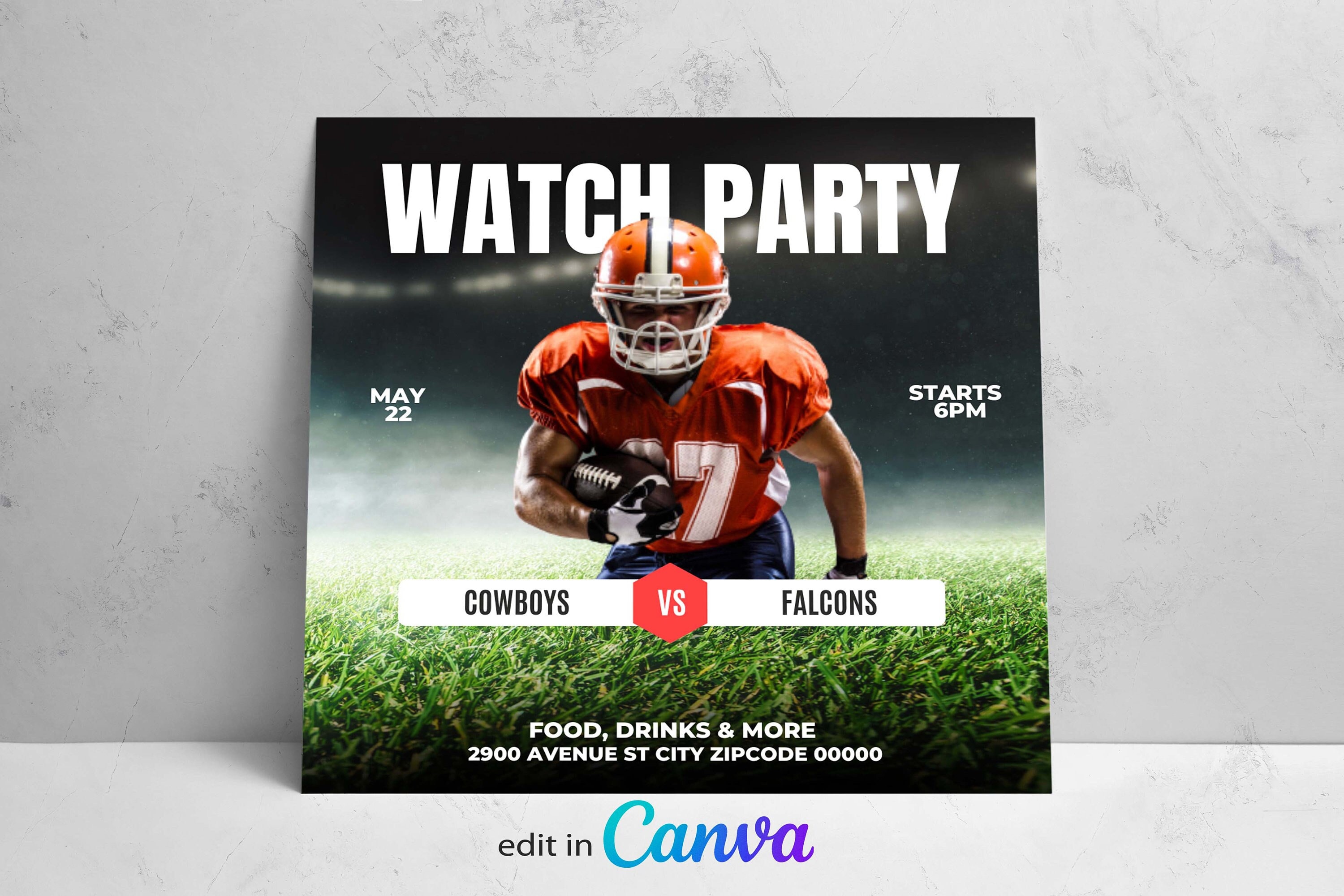 Football Watch Party Flyer Template, Football Watch Party Flyer ...