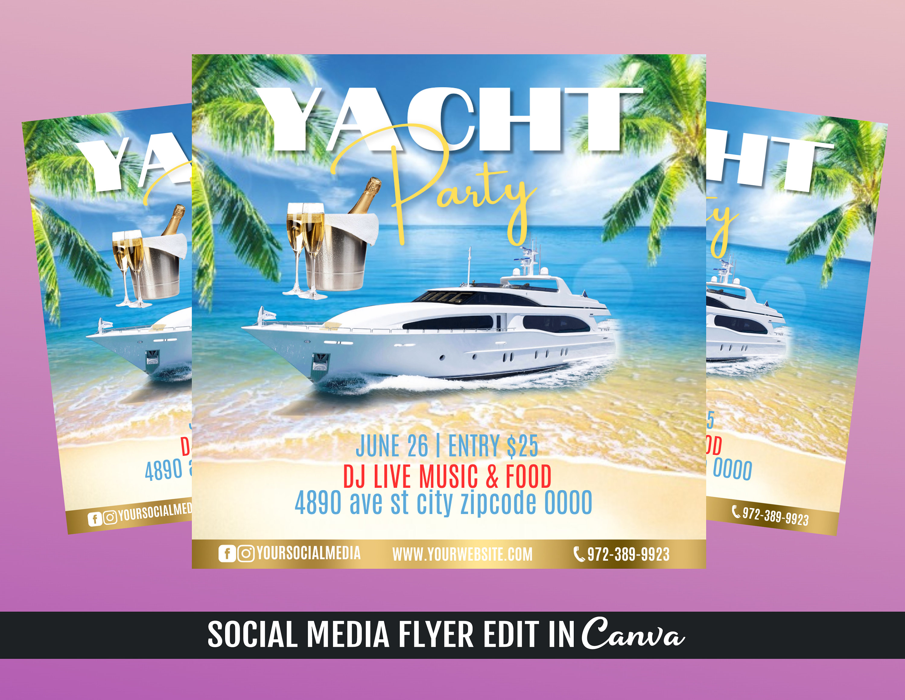 Yacht Party Flyer Template, Yacht Party Invitation Flyer - Etsy