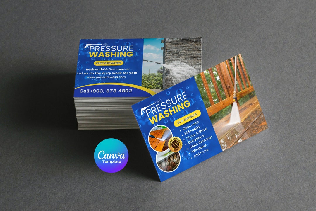 Power Washing Business Card Template, Pressure Washing Business Card - Etsy