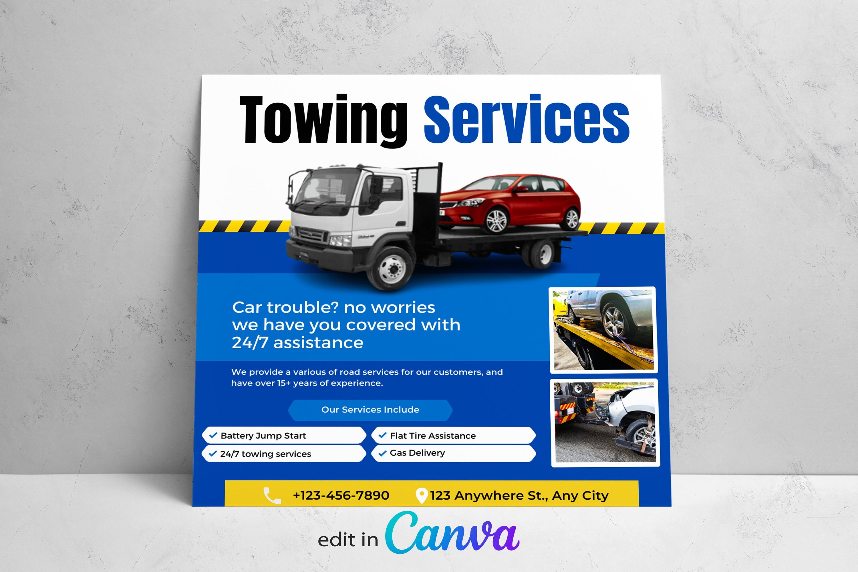 Towing Service Flyer Template, Towing Business Flyer, Towing Company ...