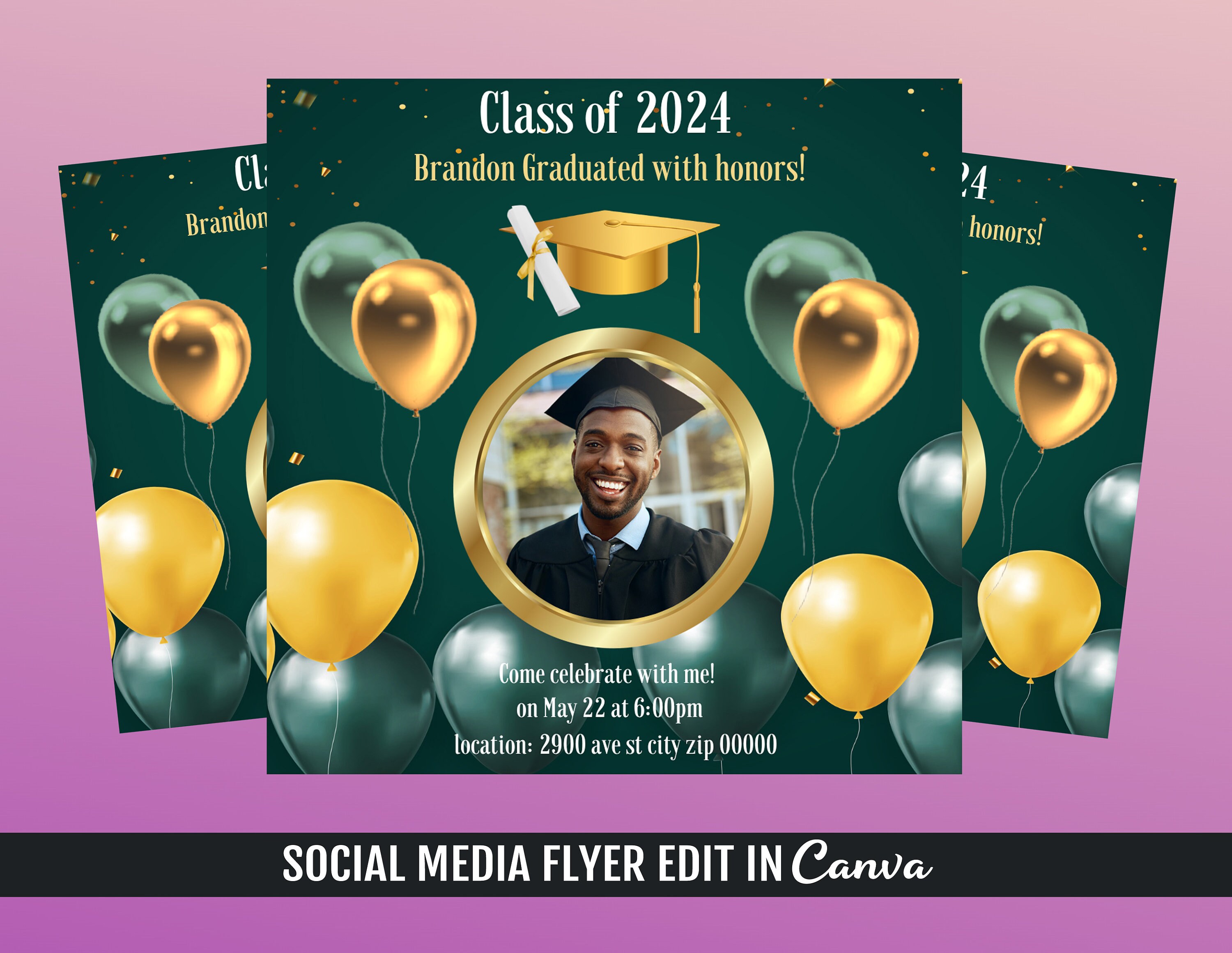 Graduation Party Flyer Template, Graduation Flyer Template - Etsy