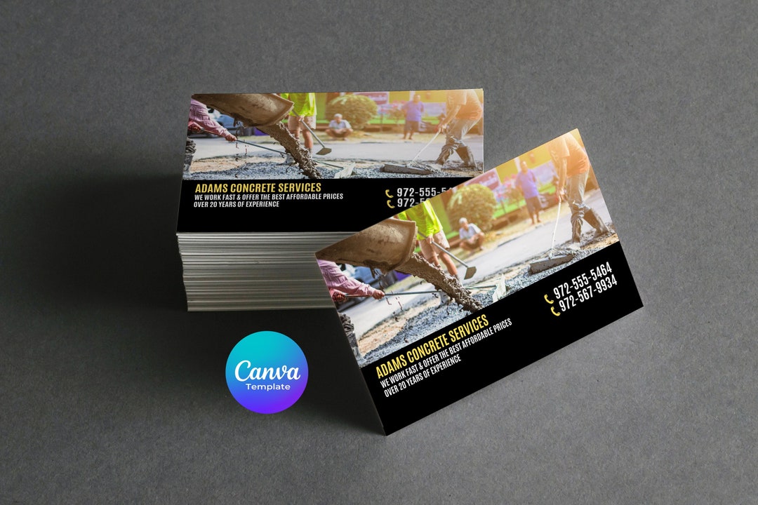 Concrete Services Business Card Template - Etsy