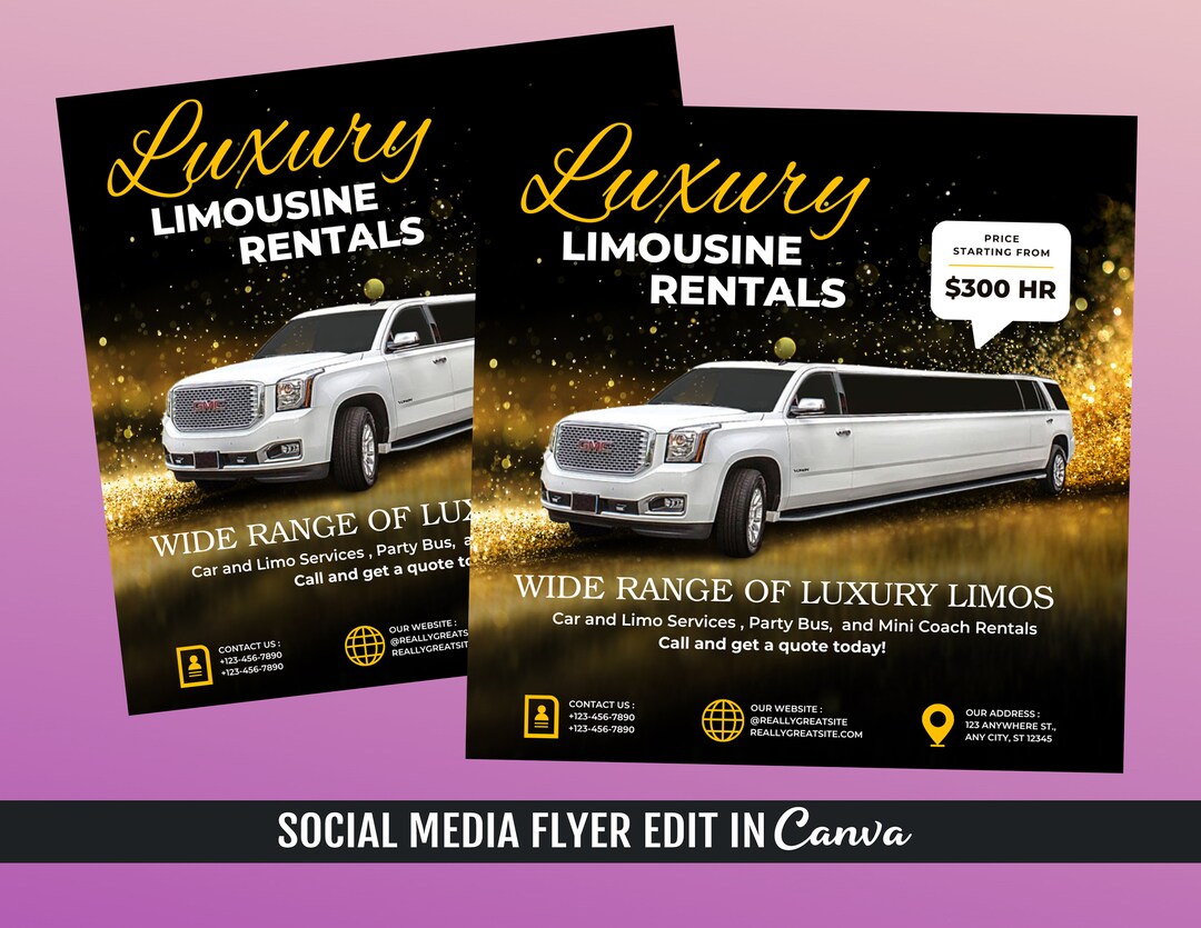 Limousine Rental Services Flyer Template - Etsy