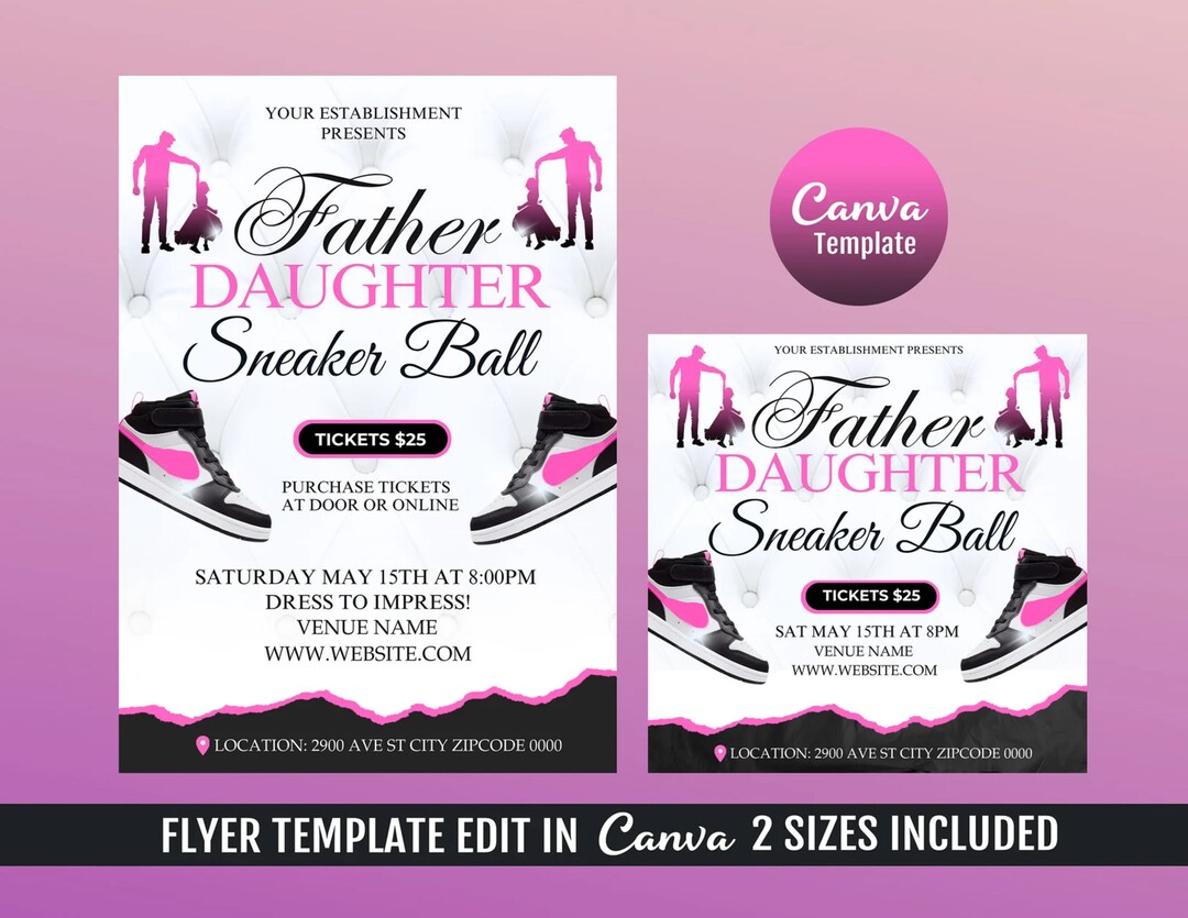 Sneaker Ball Flyer Template, Father Daughter Sneaker Ball Template - Etsy