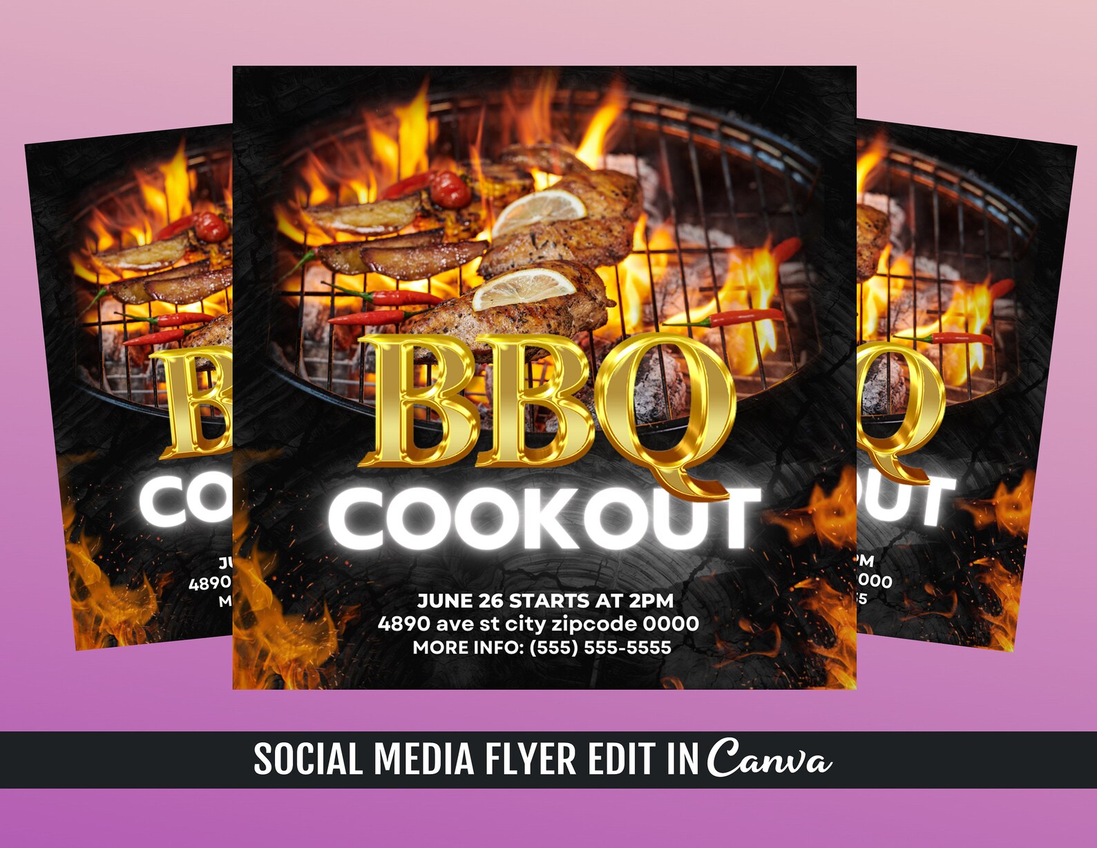 BBQ Cookout Flyer Template, BBQ Party Flyer - Etsy