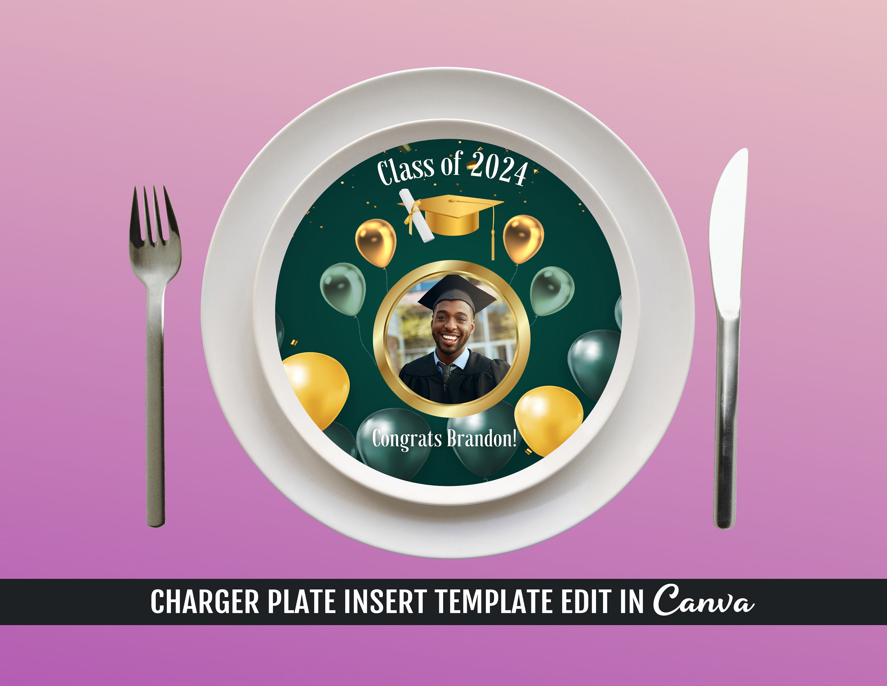 Graduation Charger Plate Insert Template - Etsy
