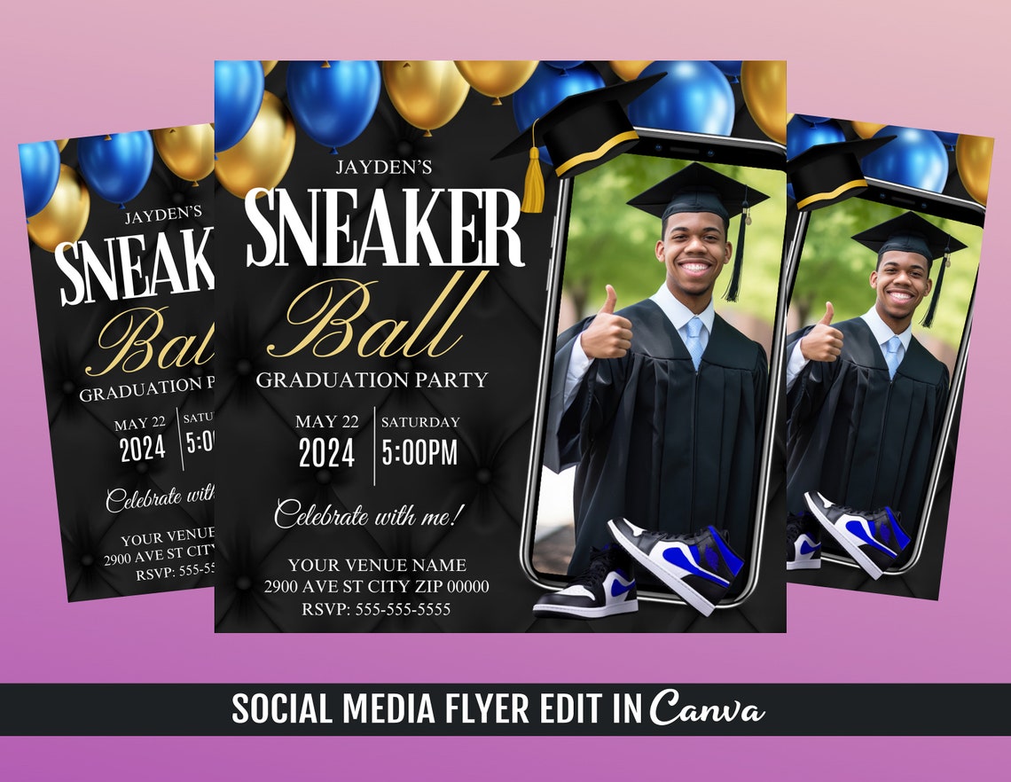 Sneaker Ball Graduation Party Flyer Template - Etsy