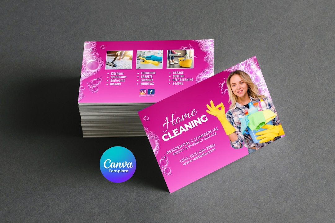 Cleaning Services Business Card Template - Etsy