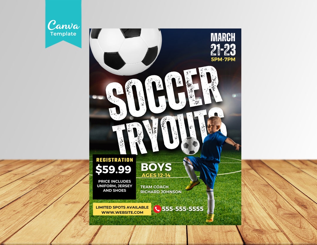 Soccer Tryouts Flyer Template, Soccer Flyer - Etsy