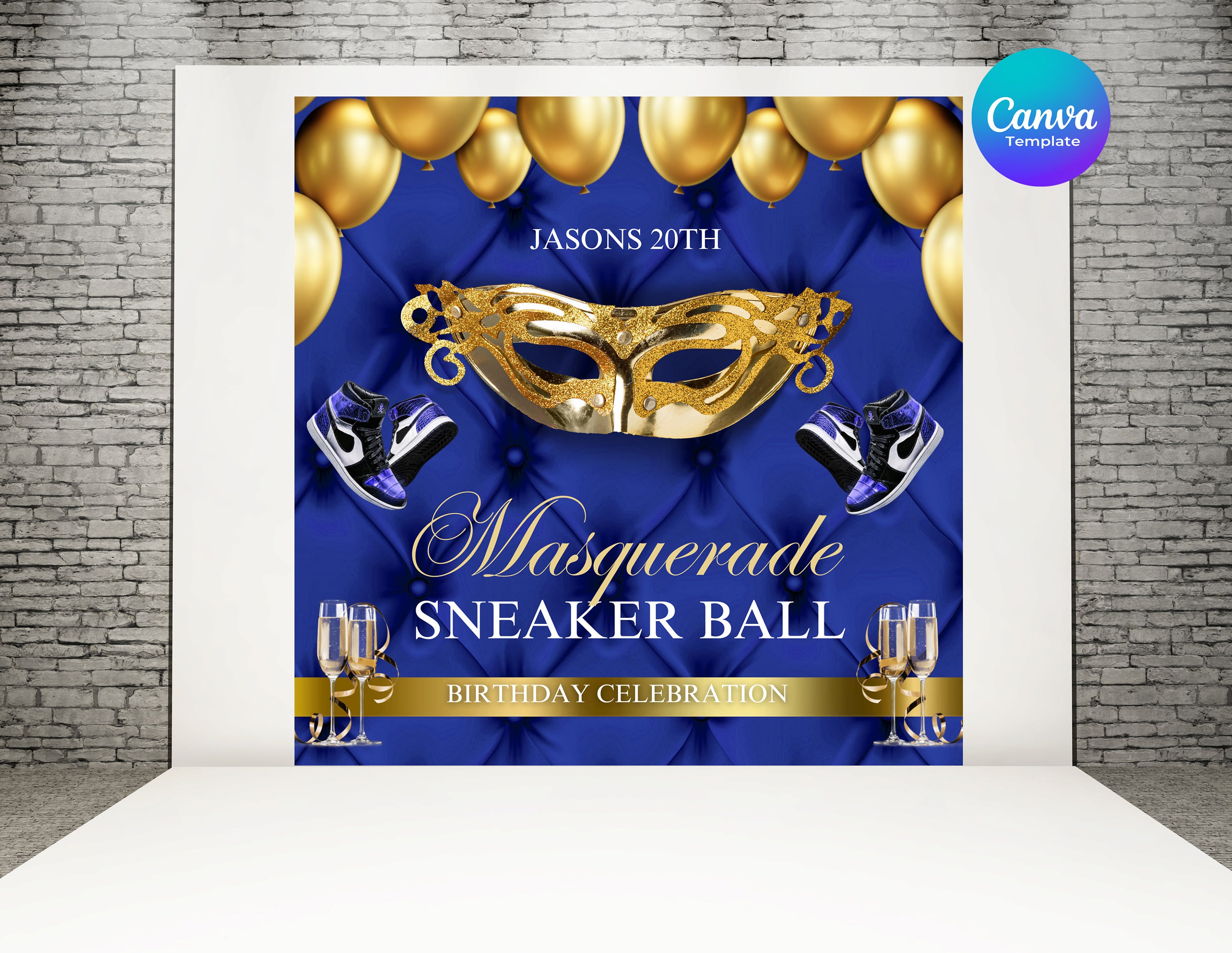 Masquerade Back Drop Template, Masquerade Sneaker Ball Back Drop - Etsy