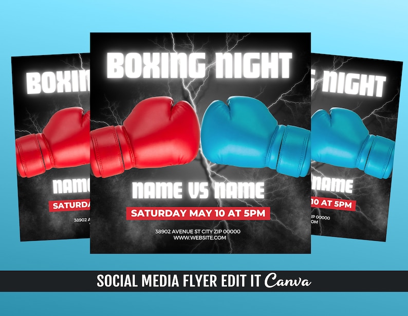 Boxing Night Flyer Template - Etsy