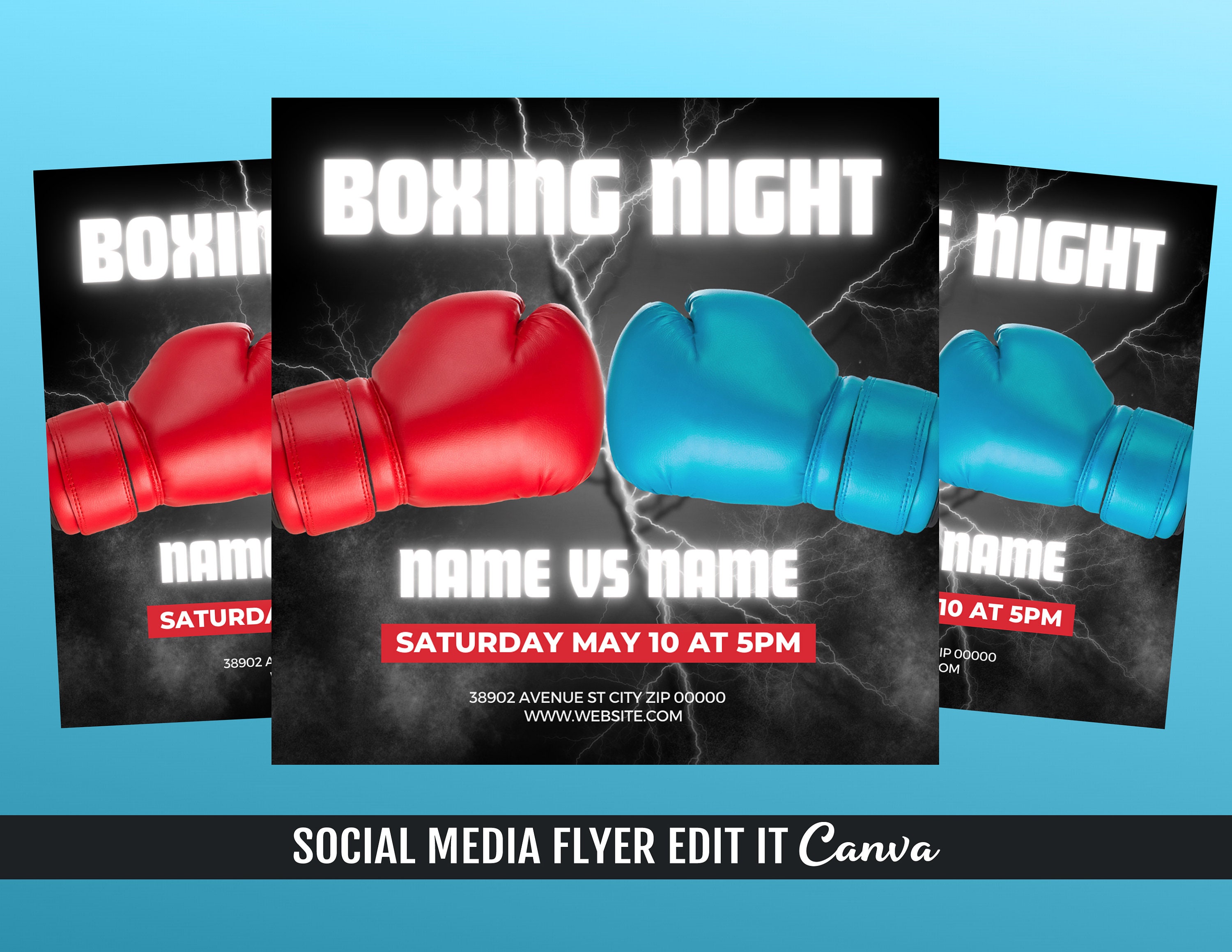 Boxing Night Flyer Template - Etsy