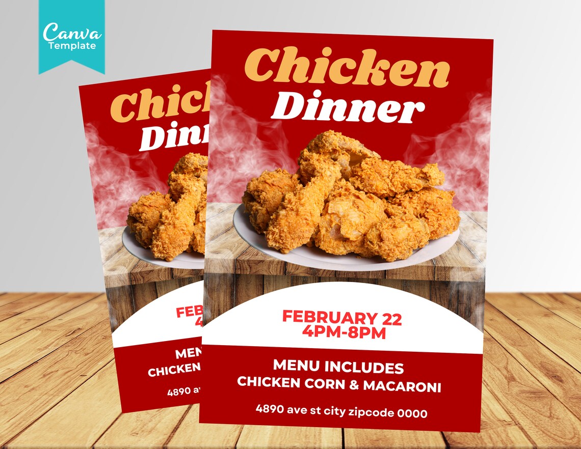 Chicken Dinner Flyer Template - Etsy