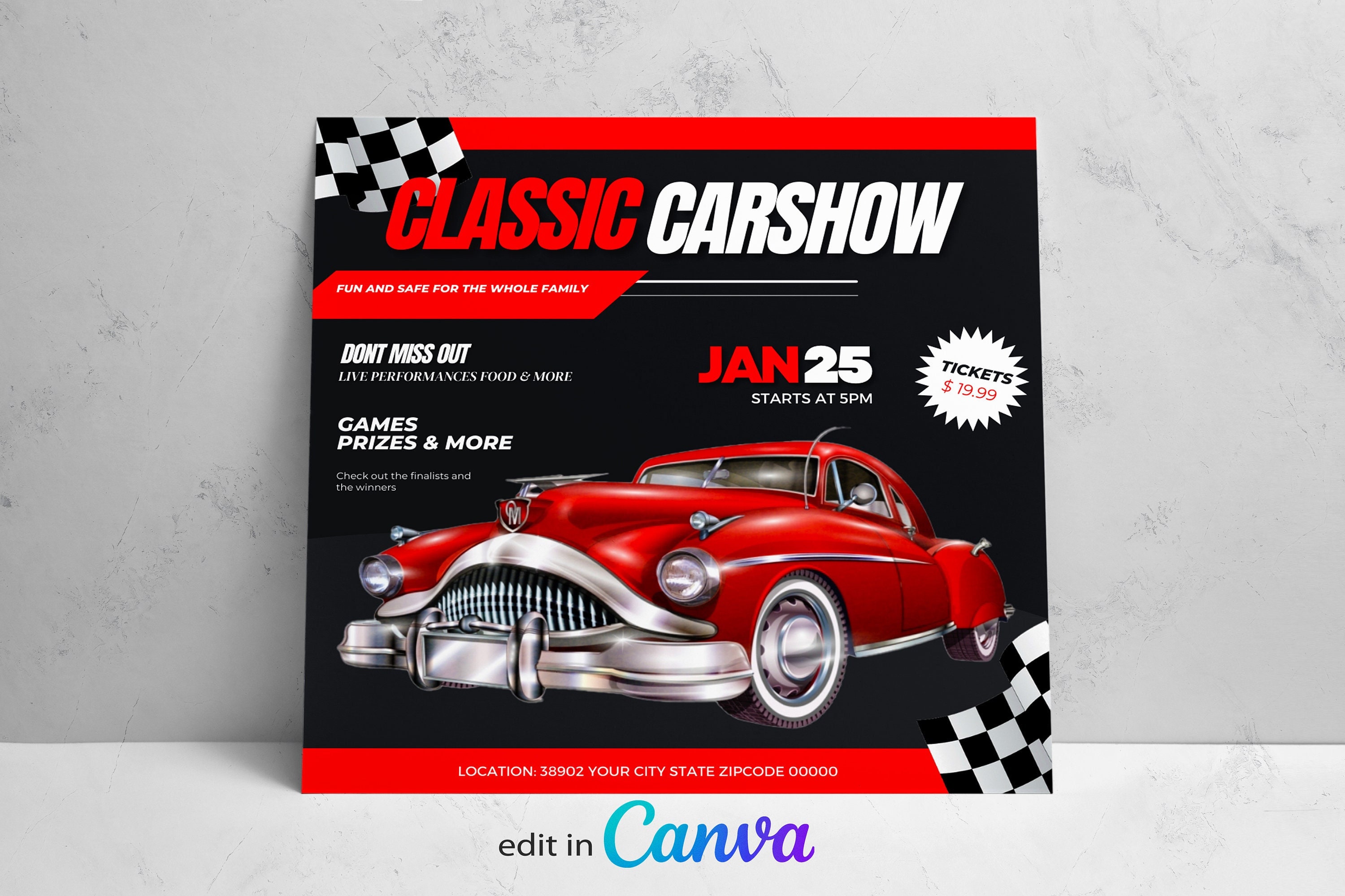 Carshow Flyer Template, Editable in Canva - Etsy
