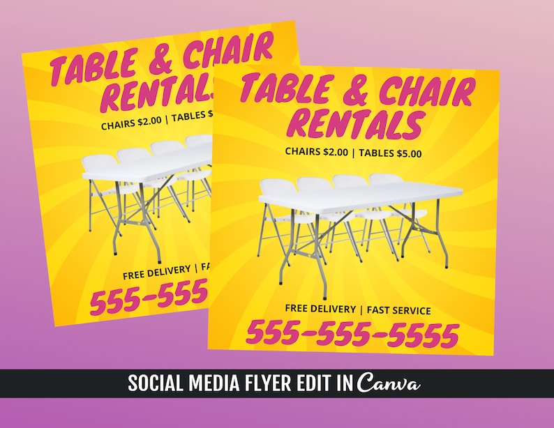Table & Chair Rental Flyer Template - Etsy