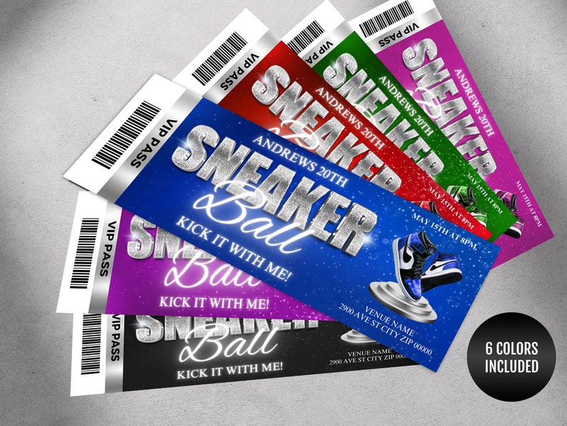 Sneaker Ball Ticket Template - Etsy