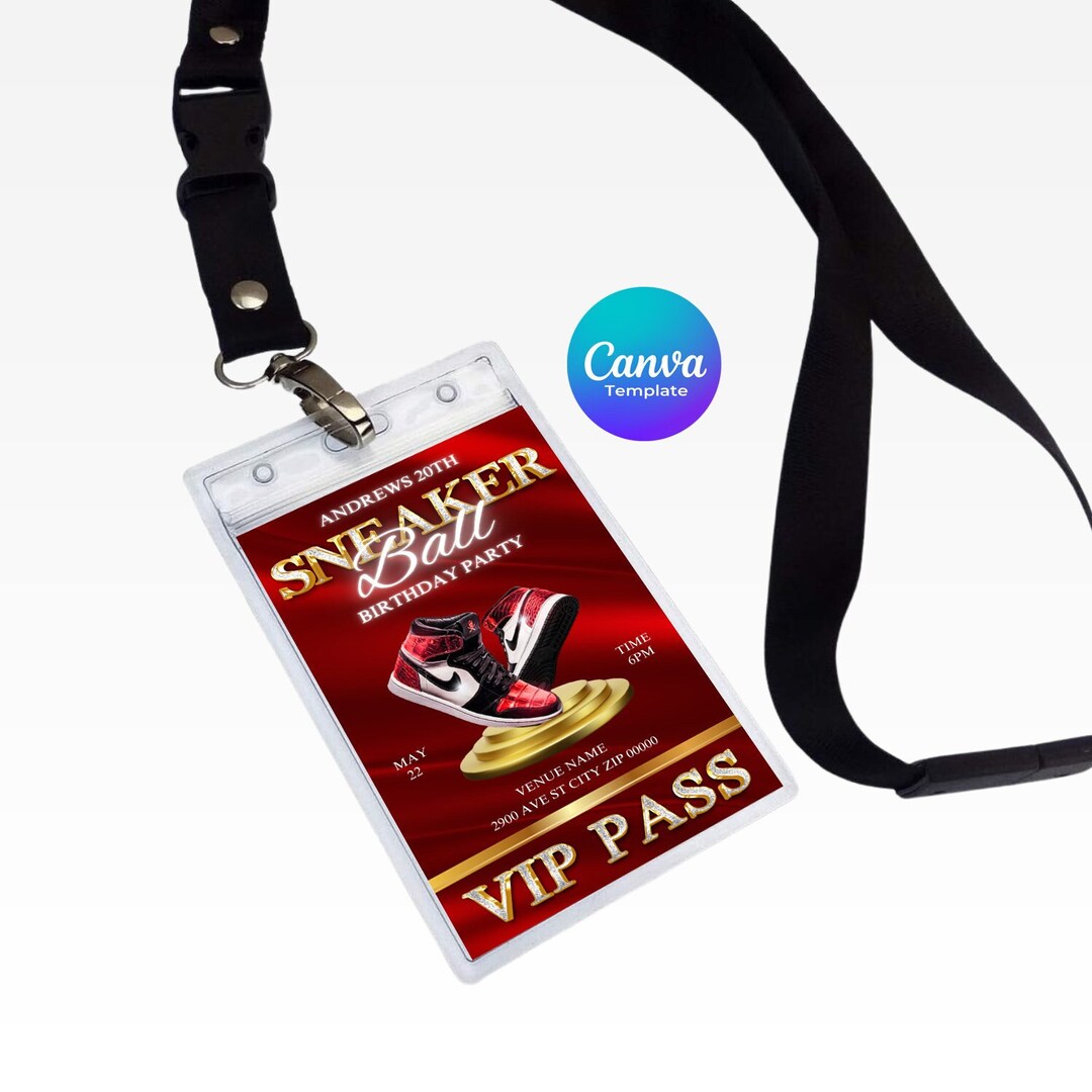 Sneaker Ball Badge Template, Sneaker Ball VIP PASS Badge, Sneaker Ball ...
