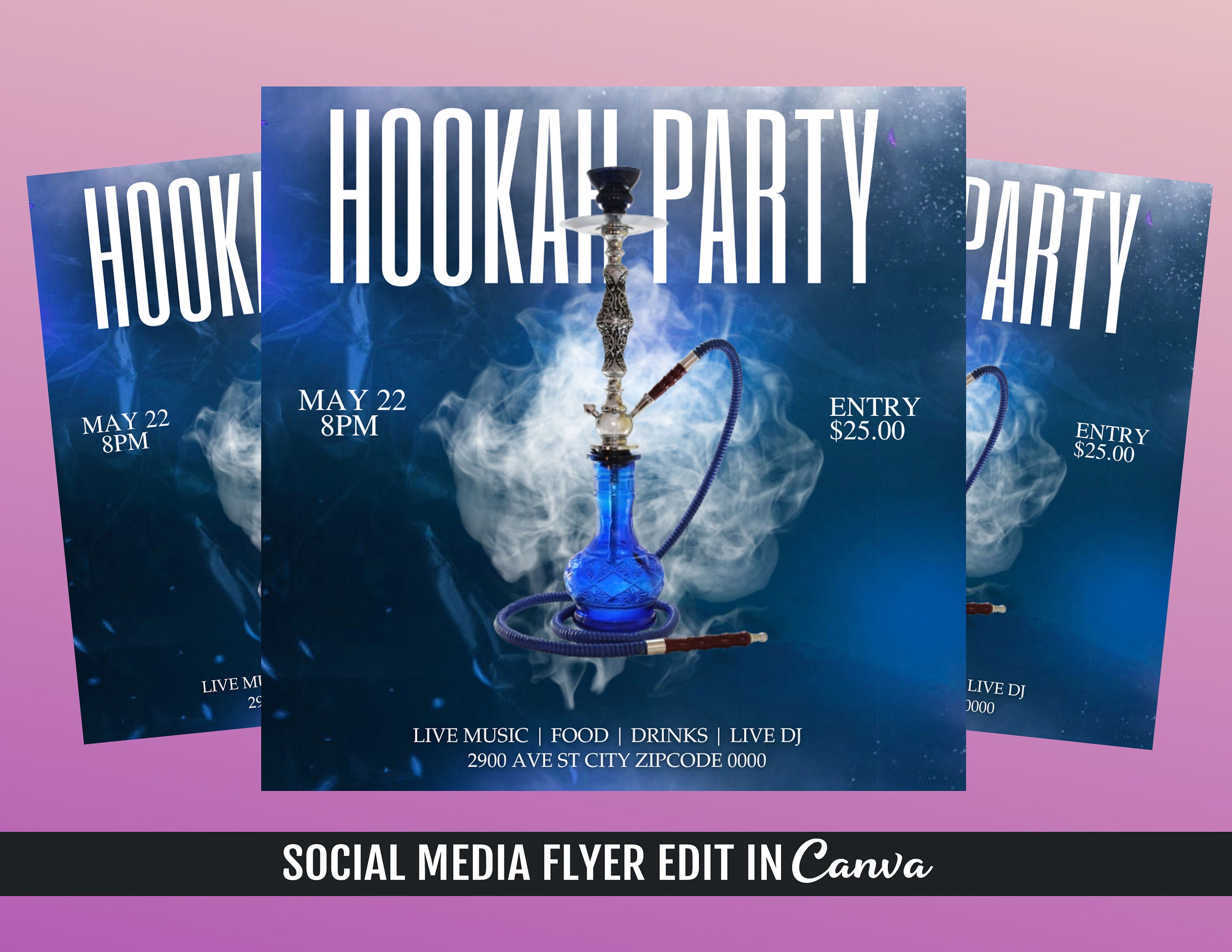 Hookah Party Flyer Template, Hookah Invitation Flyer - Etsy