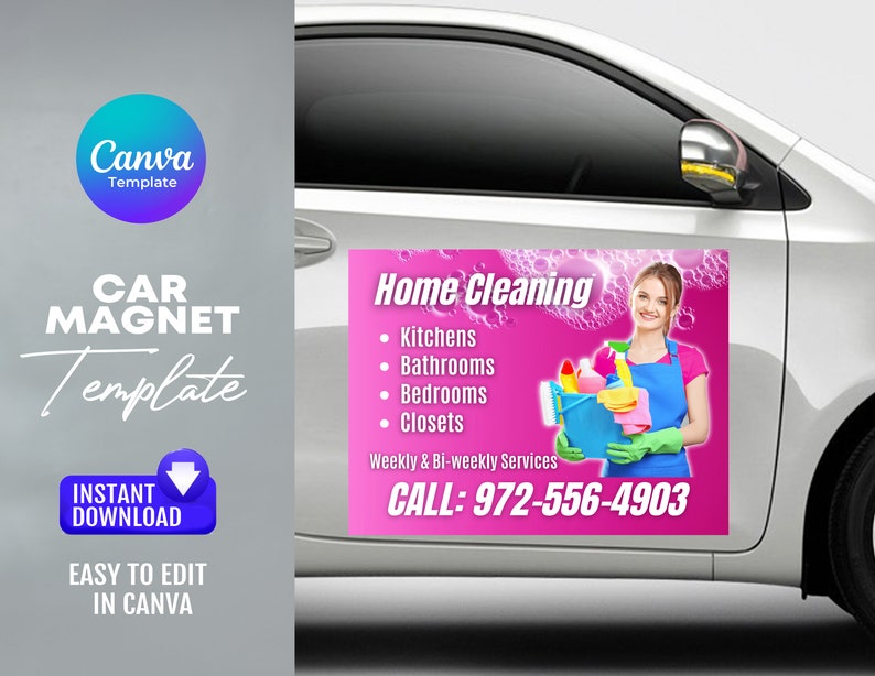 Cleaning Business Car Magnet Template - Etsy