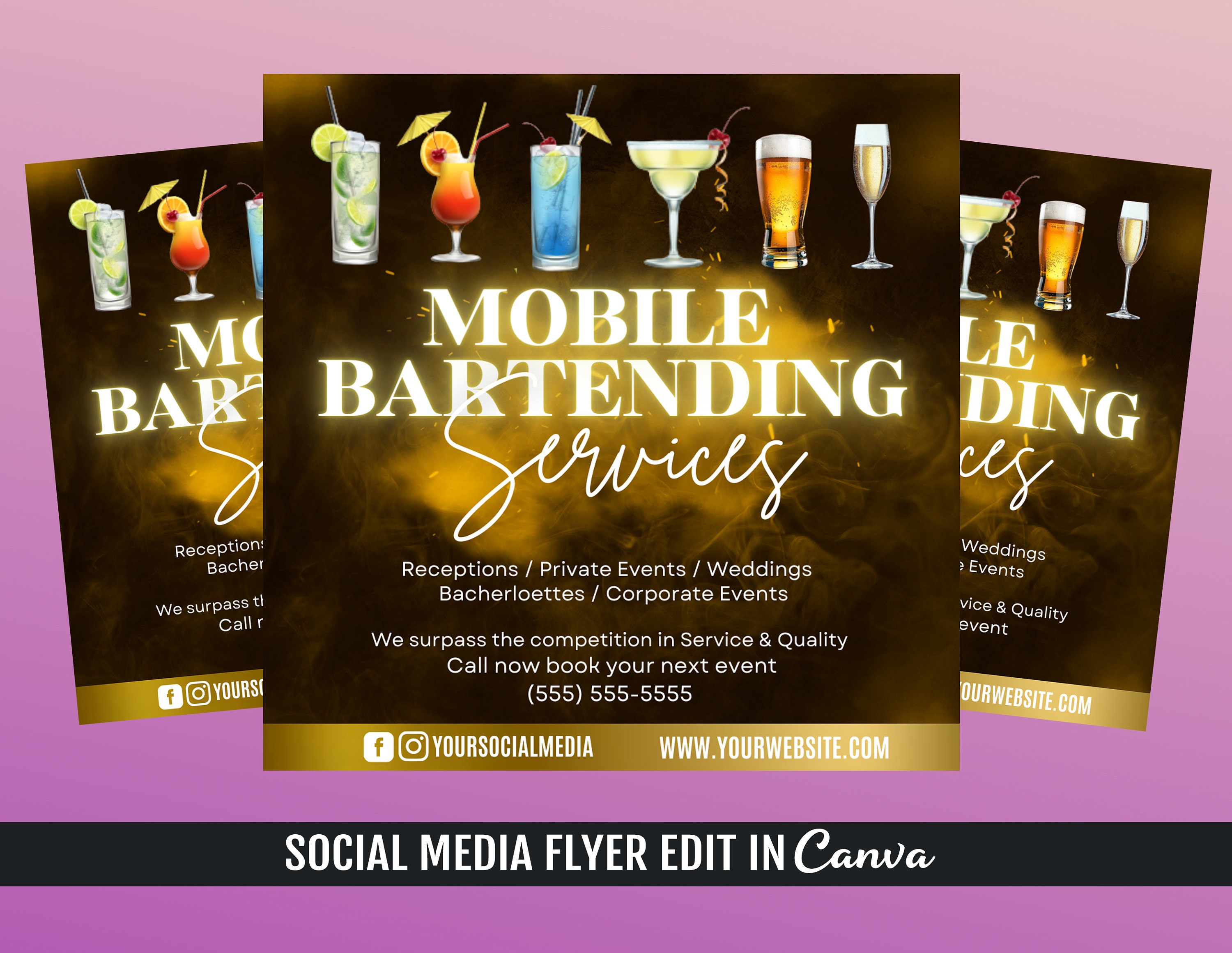 Mobile Bartending Flyer Template - Etsy