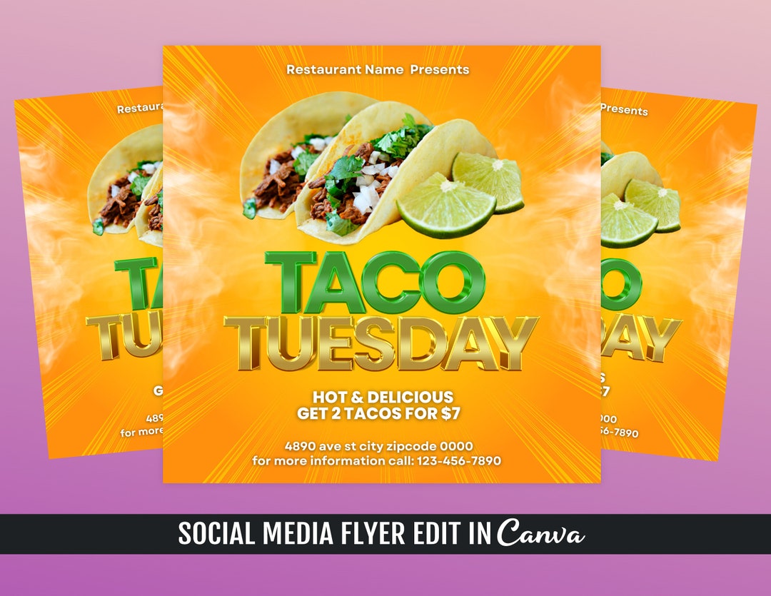 Taco Tuesday Flyer Template - Etsy