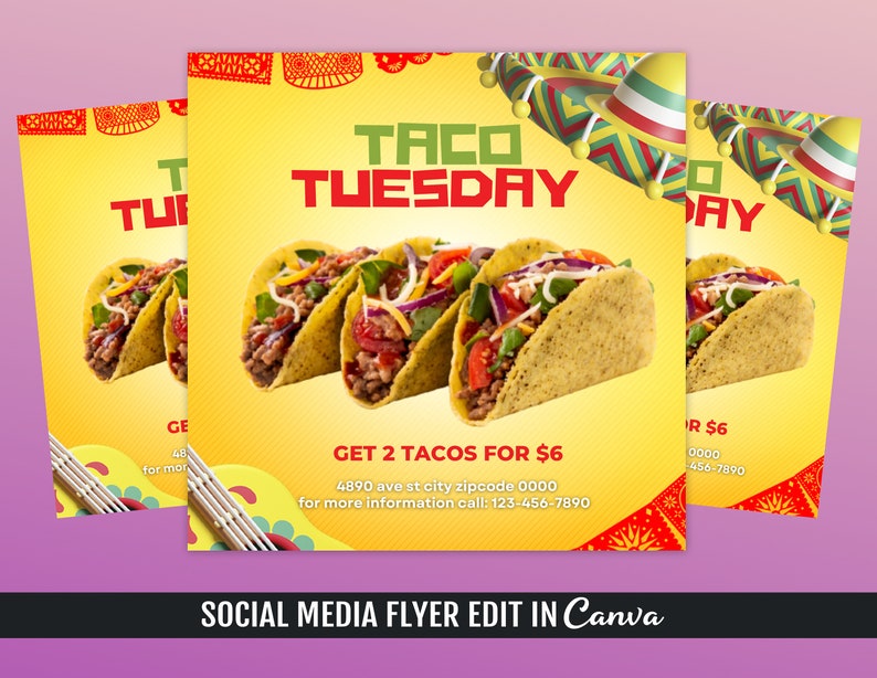 Taco Tuesday Flyer Template - Etsy