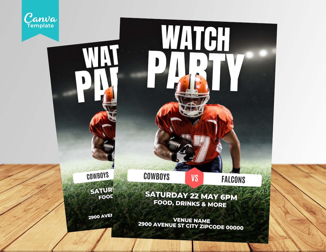 Football Watch Party Flyer Template, Football Watch Party Flyer ...